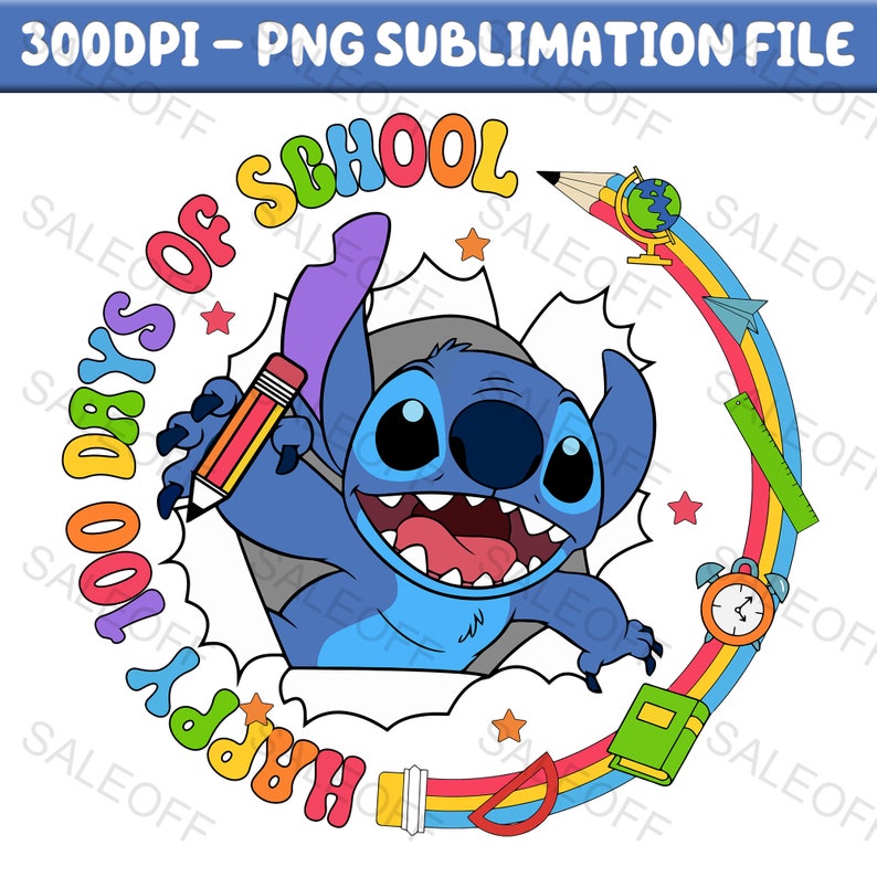 100 Days Png, Stitch Png, 100 Days of School, 100th Day of School ...