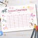 School Timetable: Pink Unicorn Class Schedule for Girls, Back to School ...