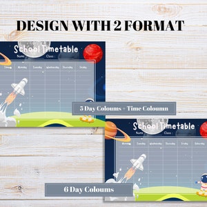 School Timetable Space Theme - Printable Class Schedule, Back to School ...