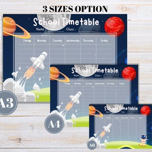 School Timetable Space Theme - Printable Class Schedule, Back to School ...