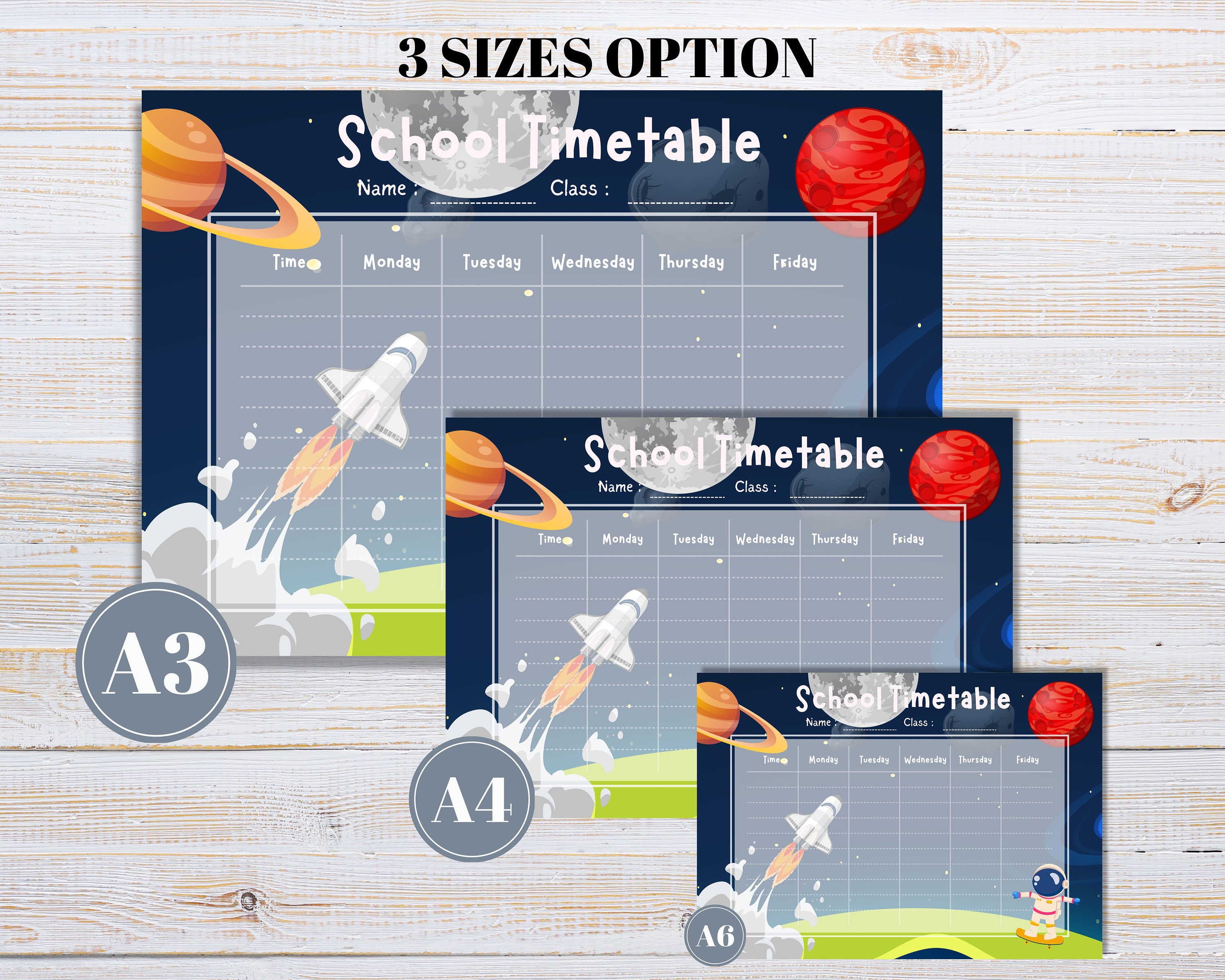 School Timetable Space Theme - Printable Class Schedule, Back to School ...