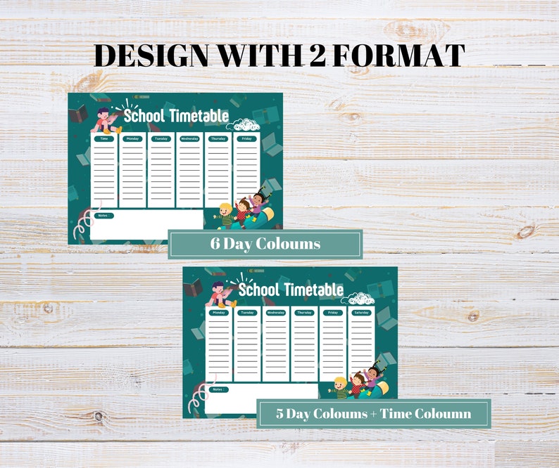 School Timetable for Kids Printable Poster, Cute Class Schedule Gift ...