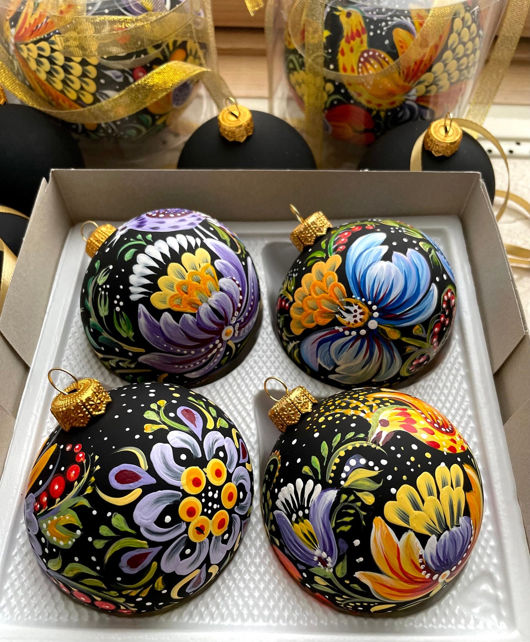 Christmas Ornaments Christmas Gift Christmas Tree Decor Set of 4 Glass ...