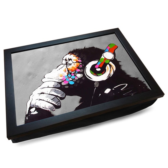 Banksy 'DJ Monkey the Thinker' Deluxe Cushioned Lap - Etsy UK