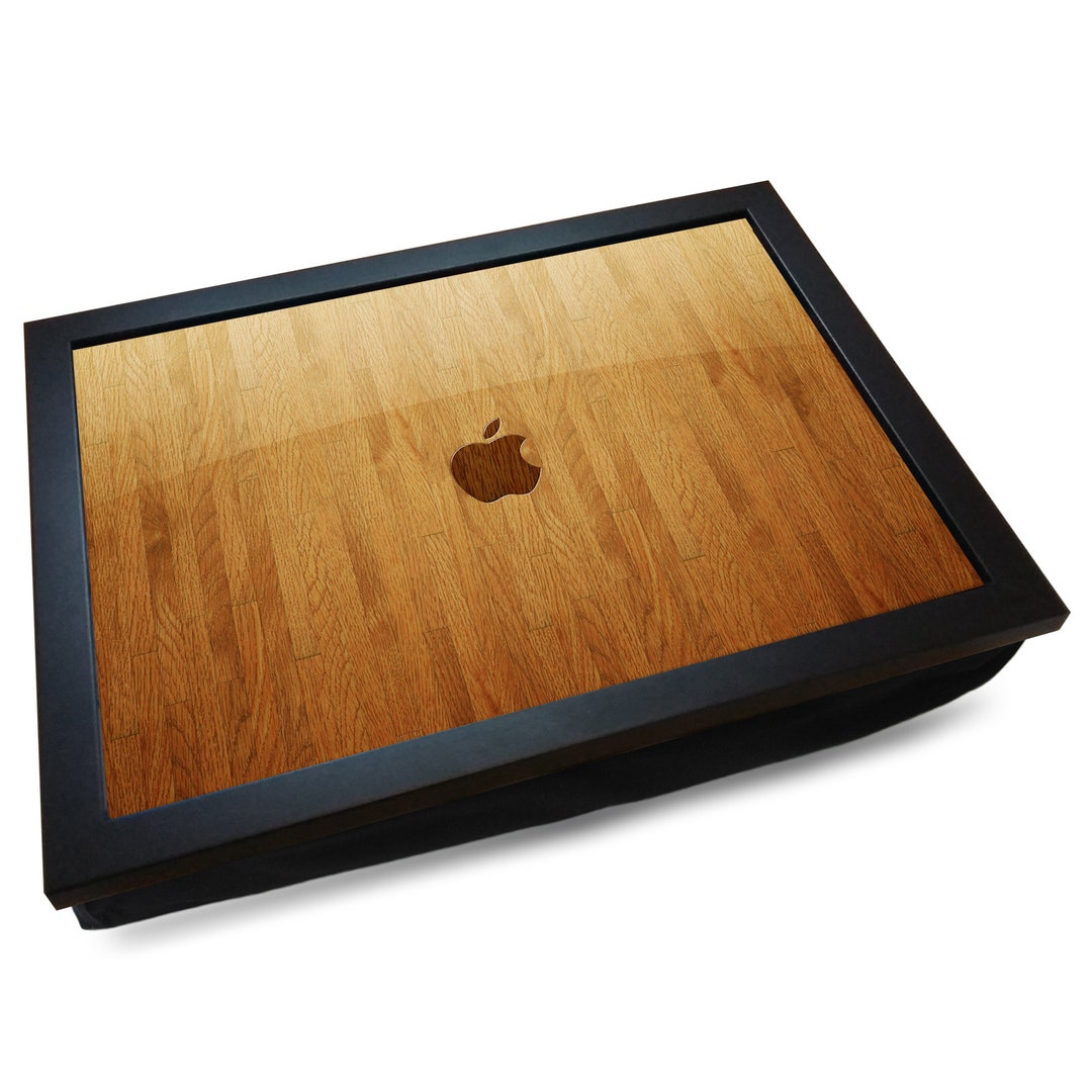 Apple Logo embossed Wood Deluxe Cushioned Photo Lap Tray Wooden Frame ...