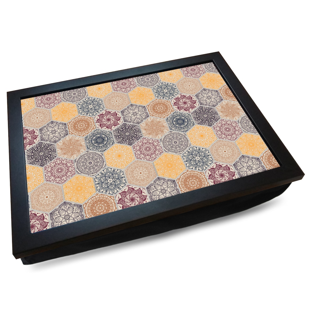 Colourful Moroccan Tile Pattern Cushioned Lap Tray | Wooden Frame ...