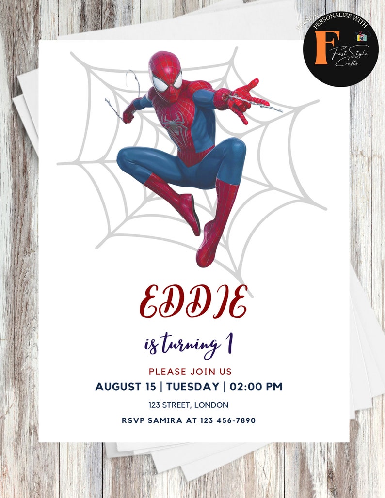 Spider Man Birthday Invitation Instant Download Digital - Etsy