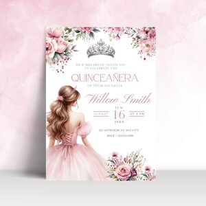 Pink Quinceañera Party Invitation Template,prom Night, Homecoming Queen ...