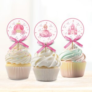 Princess Cupcake Toppers Printable Party Favors for Princess Themed ...