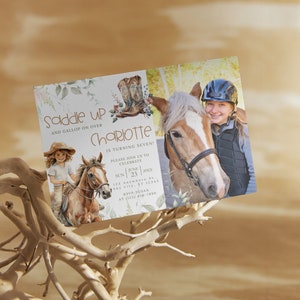 Horse Birthday Invitation Saddle up Cowgirl DIY Printable Decor Template Instant Download ...