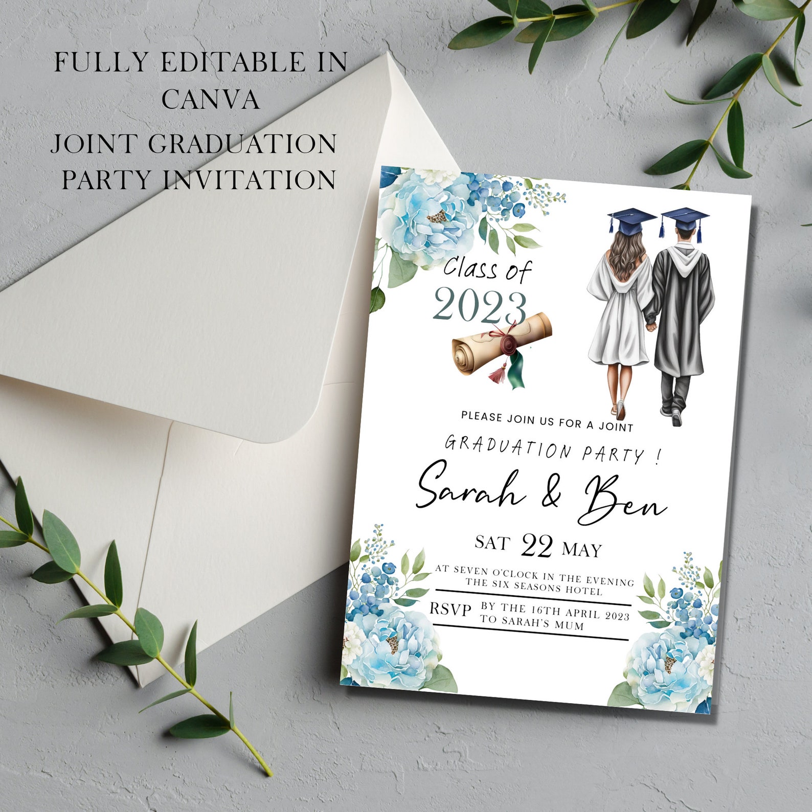 Double Graduation Card 5x7 Party Invite Graduation - Etsy