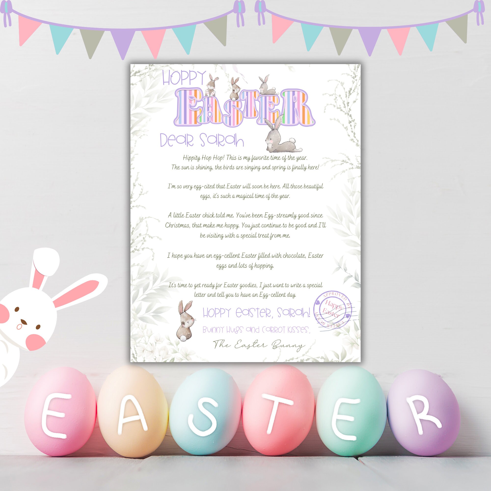 Easter Bunny Letter: Editable Surprise Message Digital Download for ...