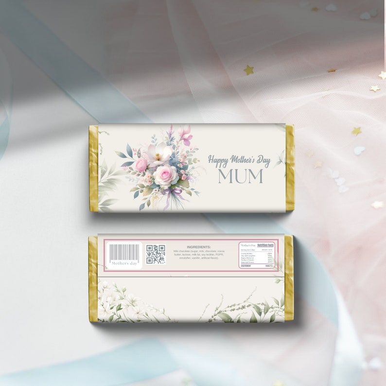 Floral Mother's Day Chocolate Bar Wrapper: DIY Printable (canva) - Etsy