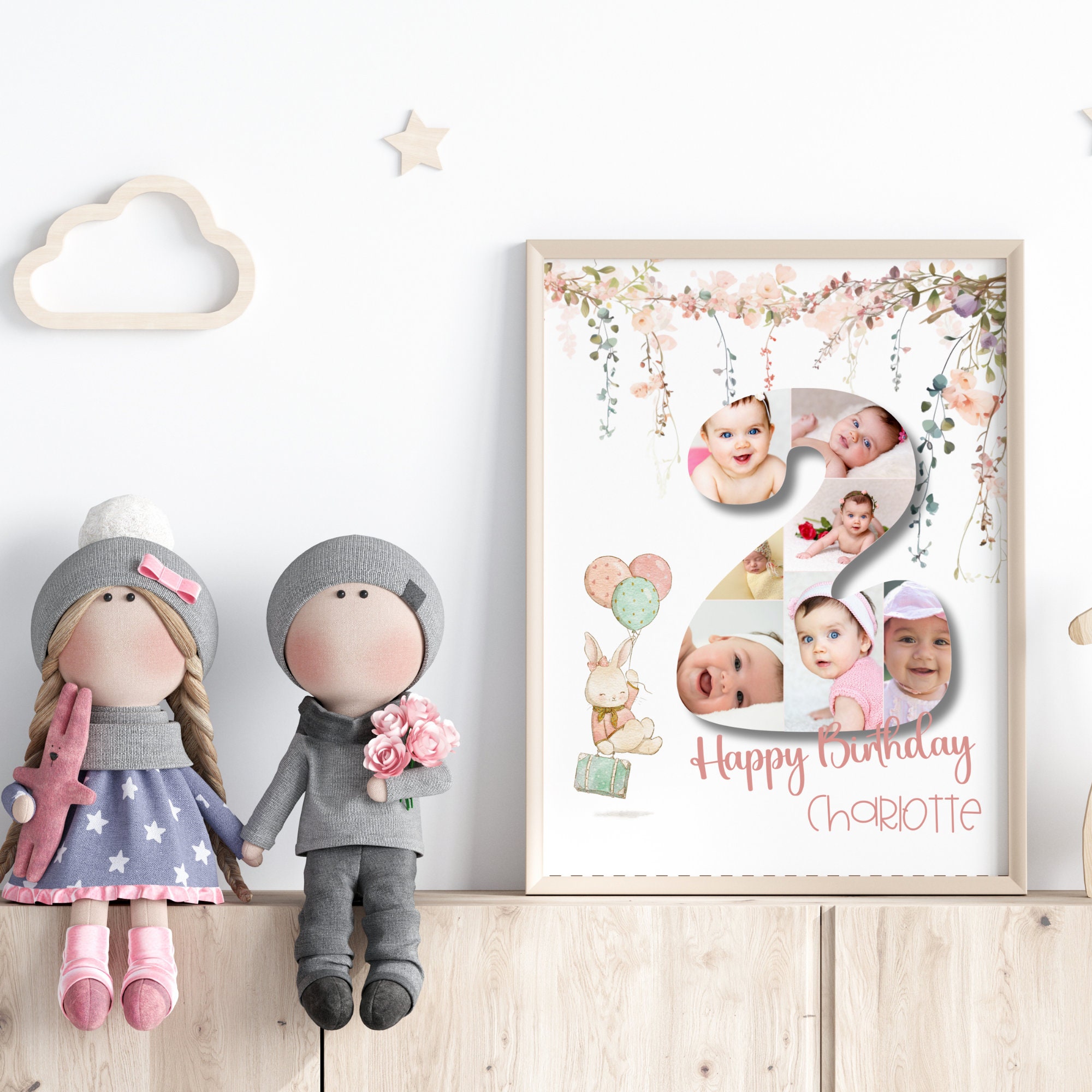 2nd Birthday Photo Collage Poster,diy Canva Design Happy Birthday ...