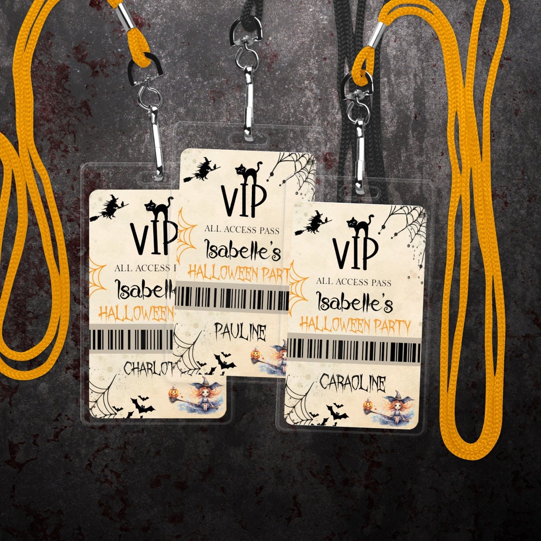 Halloween VIP All Access Badge Party Favors , Spooky Theme, Boo Party ...