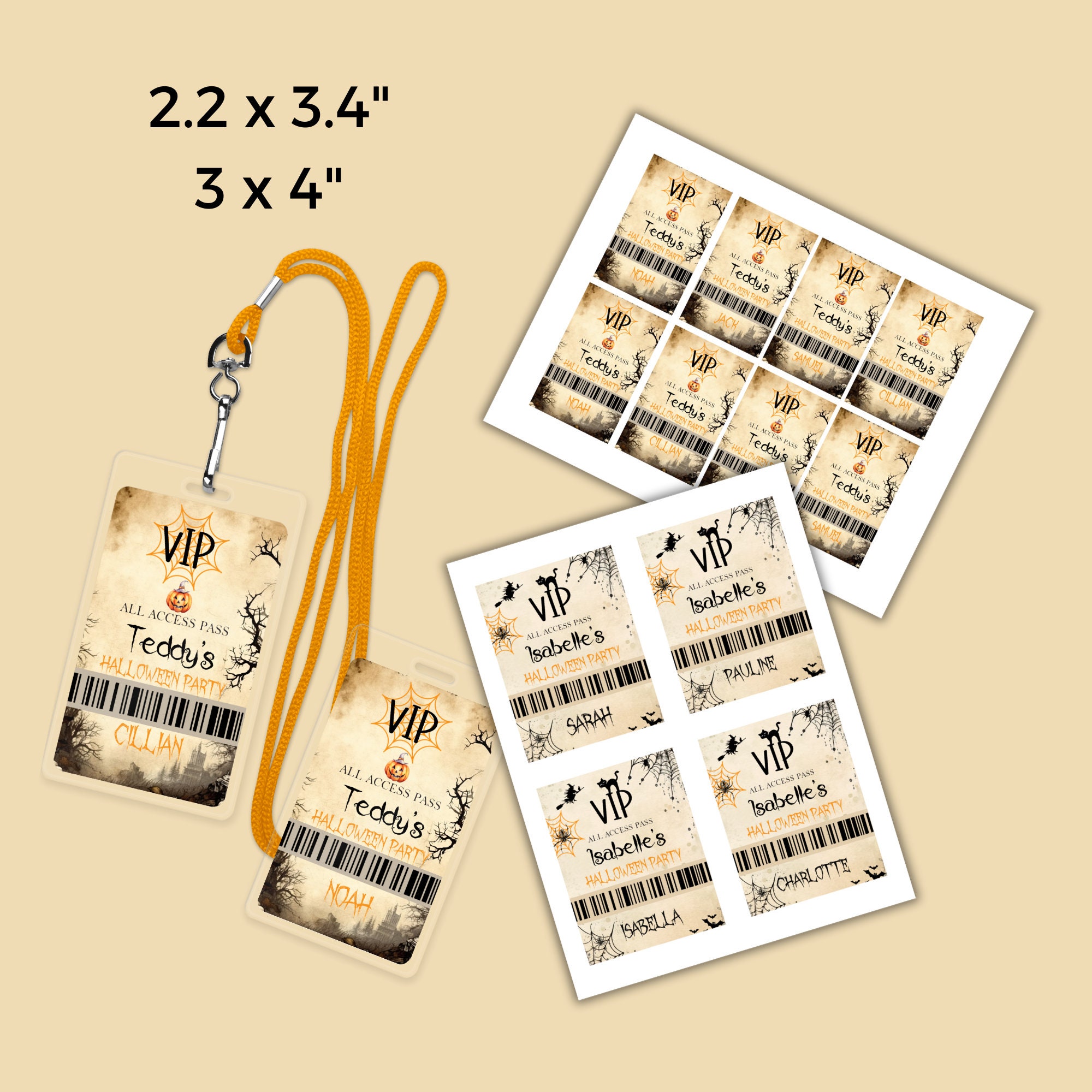 Halloween VIP All Access Badge Party Favors , Spooky Theme, Boo Party ...