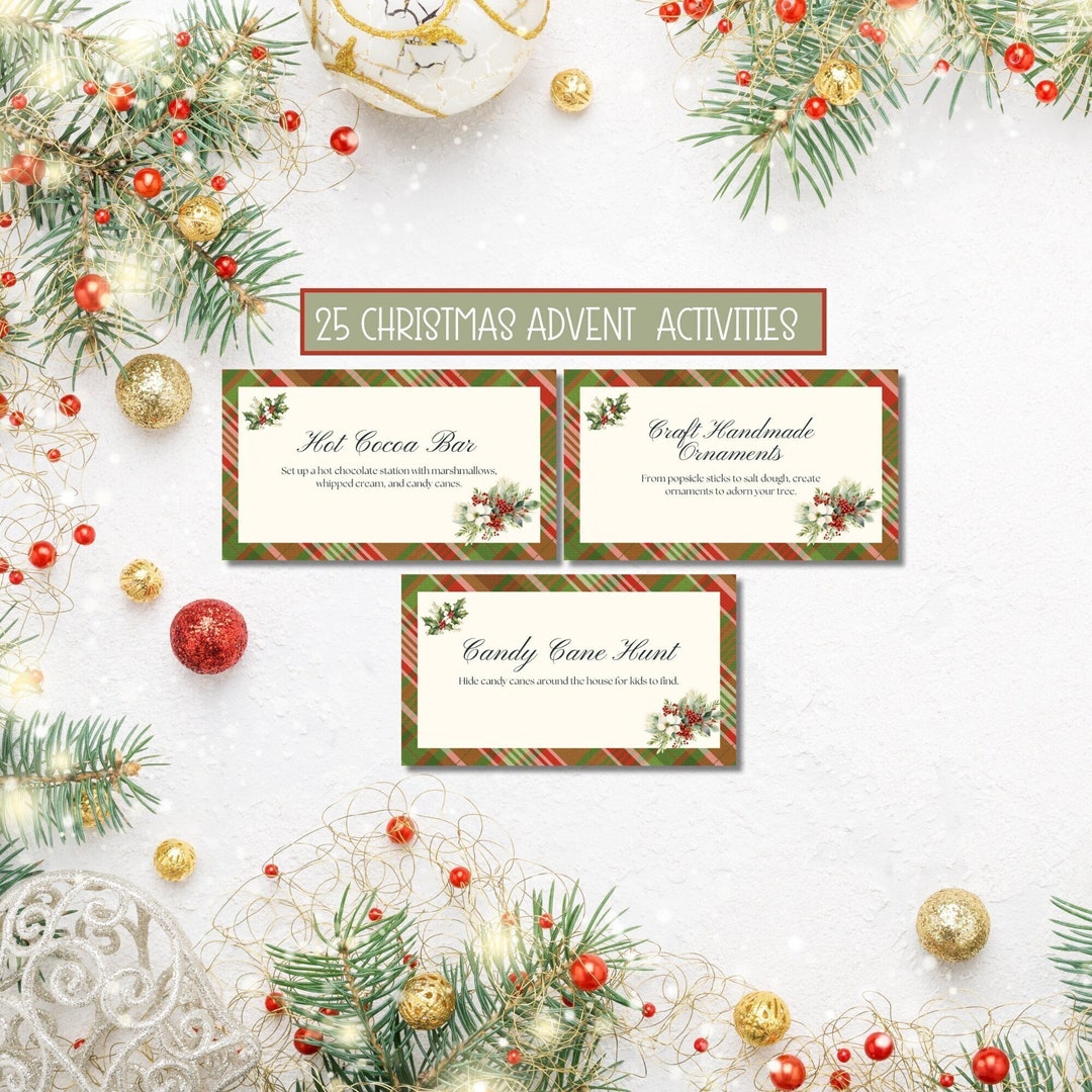 Christmas Activity Cards,holiday Advent Activities, Family Things to Do ...