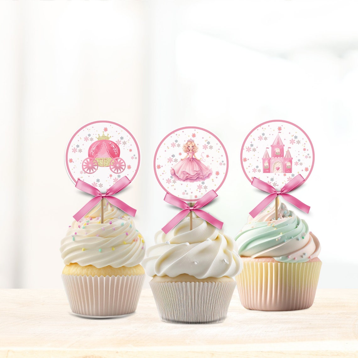 Princess Cupcake Toppers Printable Party Favors for Princess Themed ...