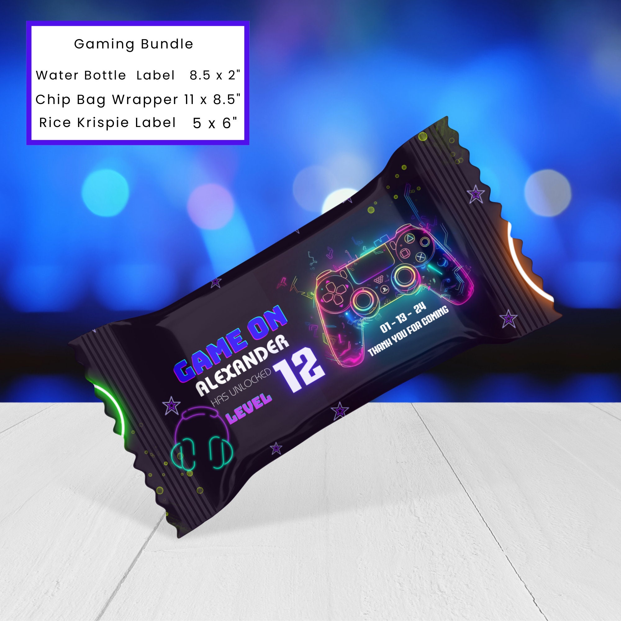 Gaming Party Favors,rice Krispy Wrapper Waterbottle Label and Crisp ...