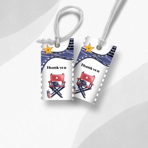 Editable Movie Night Gift Tags | Popcorn Party Favor Tag | Cinema Thank ...