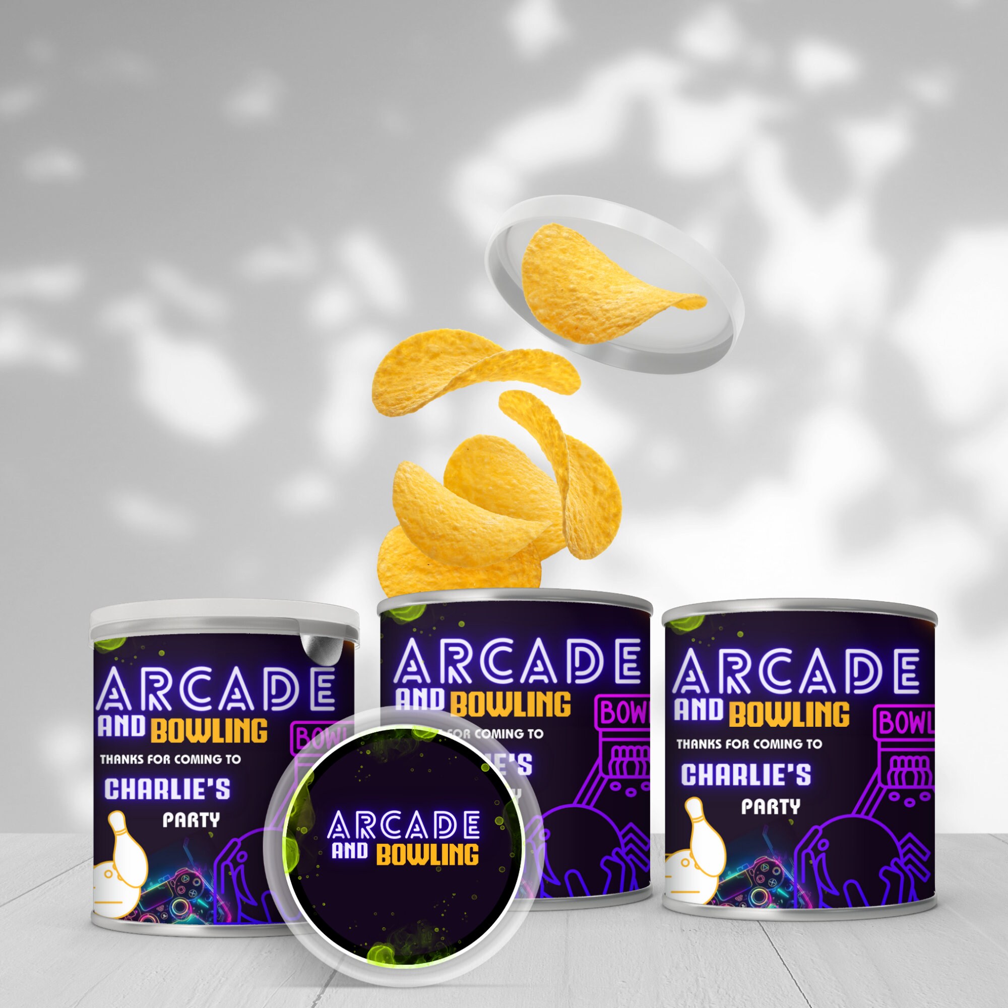Printable Arcade and Bowling Snack Can Labels Template, Printable ...