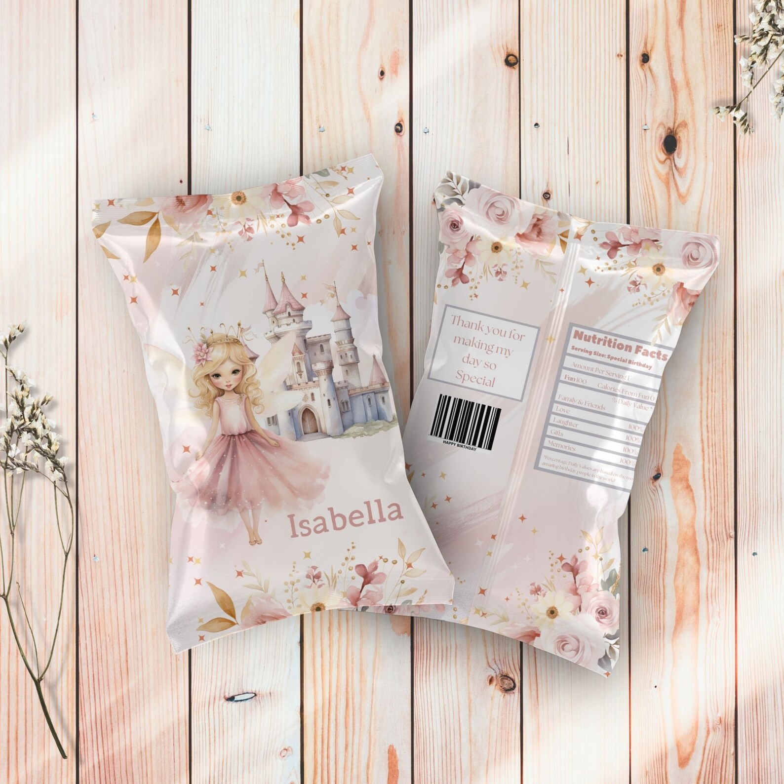 Princess Magical Castle Chip Wrapper Favor Once Upon a Time Fairytale ...