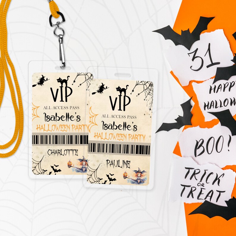 Halloween VIP All Access Badge Party Favors , Spooky Theme, Boo Party ...