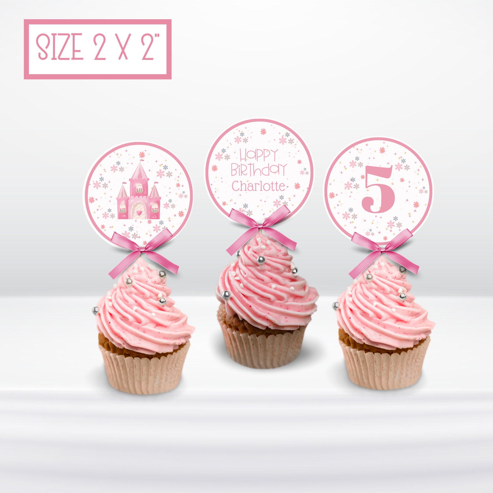 Princess Cupcake Toppers Printable Party Favors for Princess Themed ...