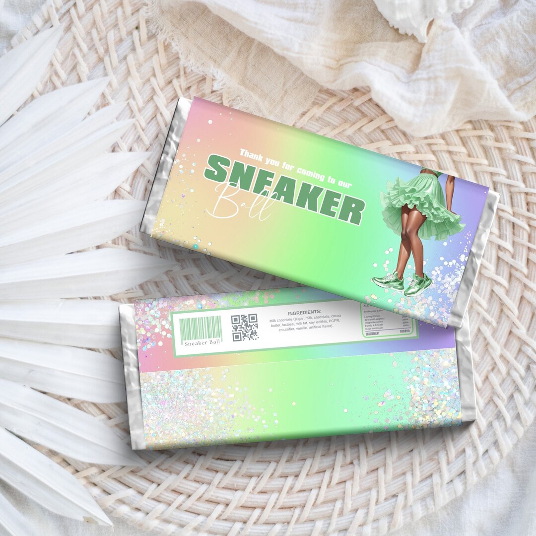 Sneaker Ball Chocolate Wrapper, DIY Green Sweet 16 Digital Legs Ruffled ...