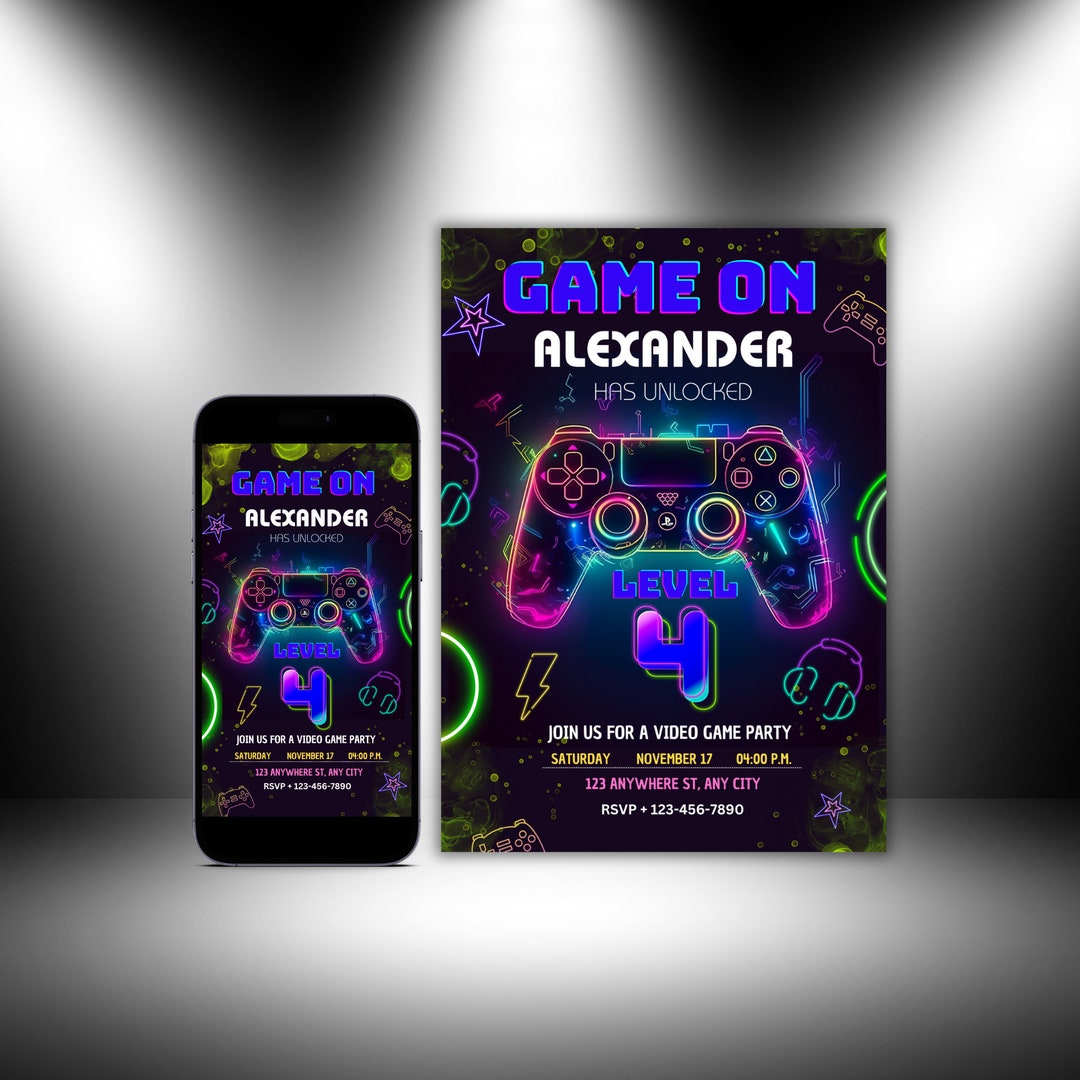 Editable Gaming Birthday Invitation Gamer Party Printable - Etsy