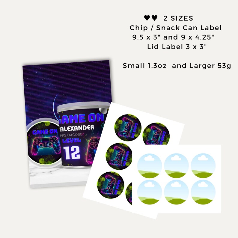 Gaming Snack Can Label Printable Chip Wrapper Digital Download Birthday ...