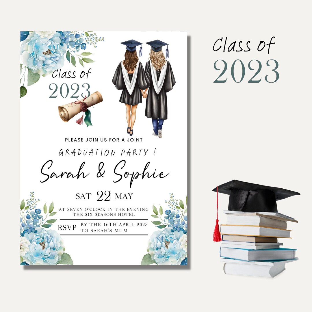 Joint Graduation Party Invite, Girls,graduation Invitations 2023,high ...