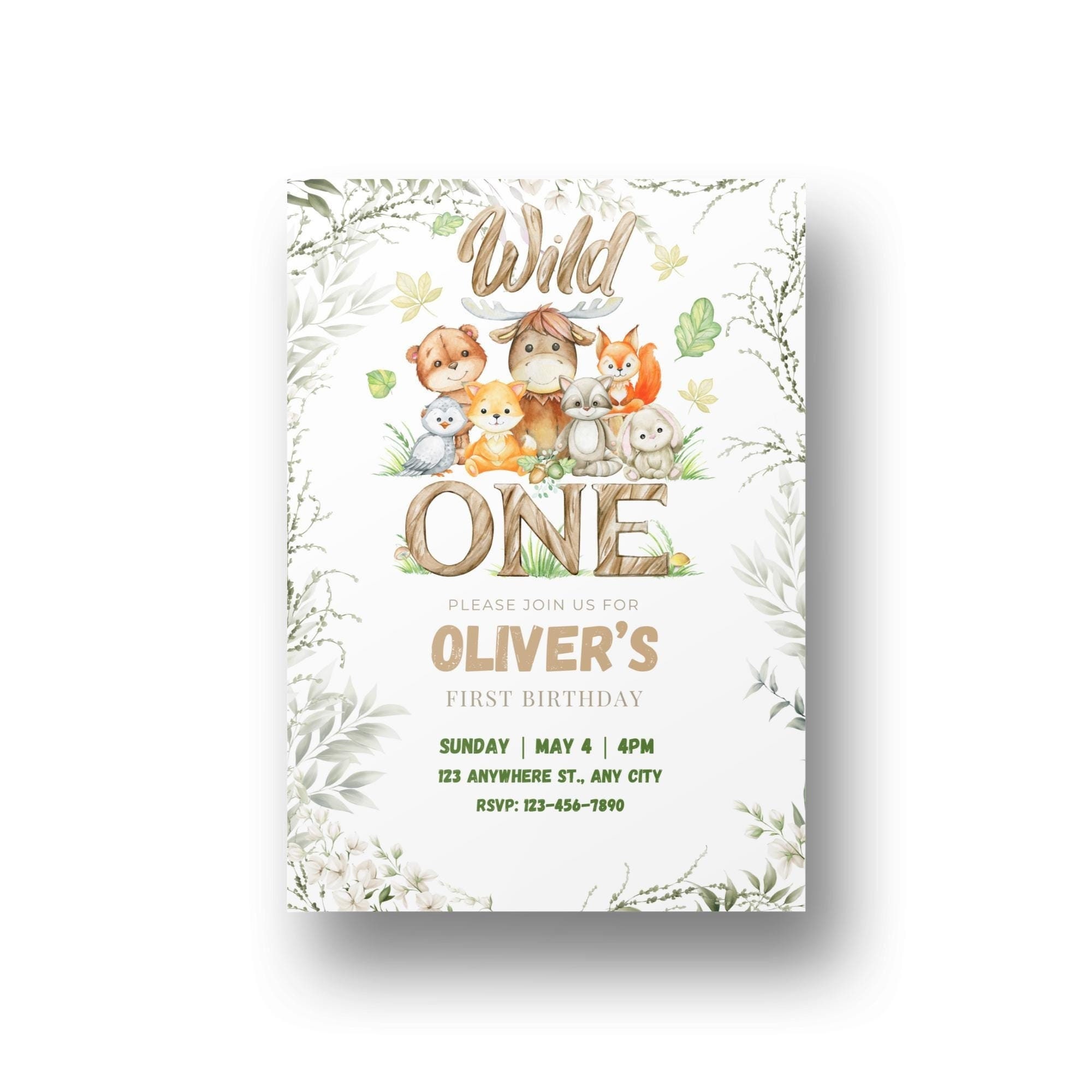 Woodland Animal Party Invitation, Boy Forest Animals Editable in Canva ...