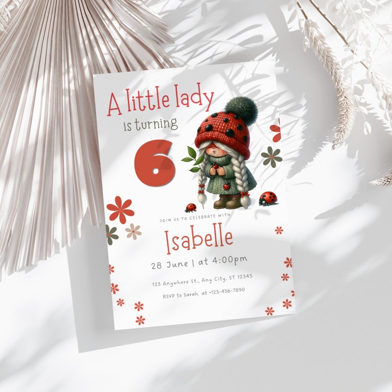 Editable Ladybug 6th Birthday Invitation,diy Personalized Printable ...