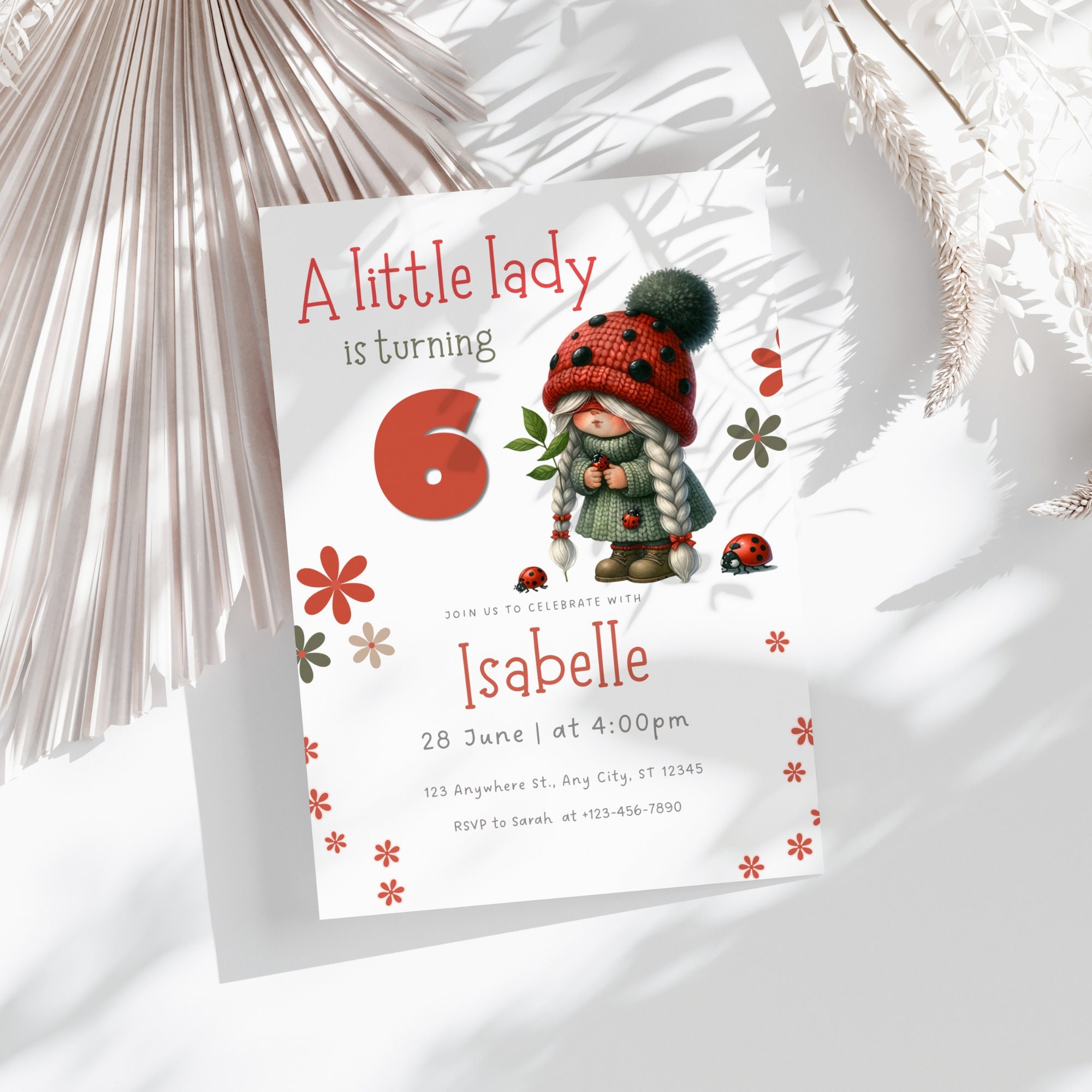 Editable Ladybug 6th Birthday Invitation,diy Personalized Printable ...