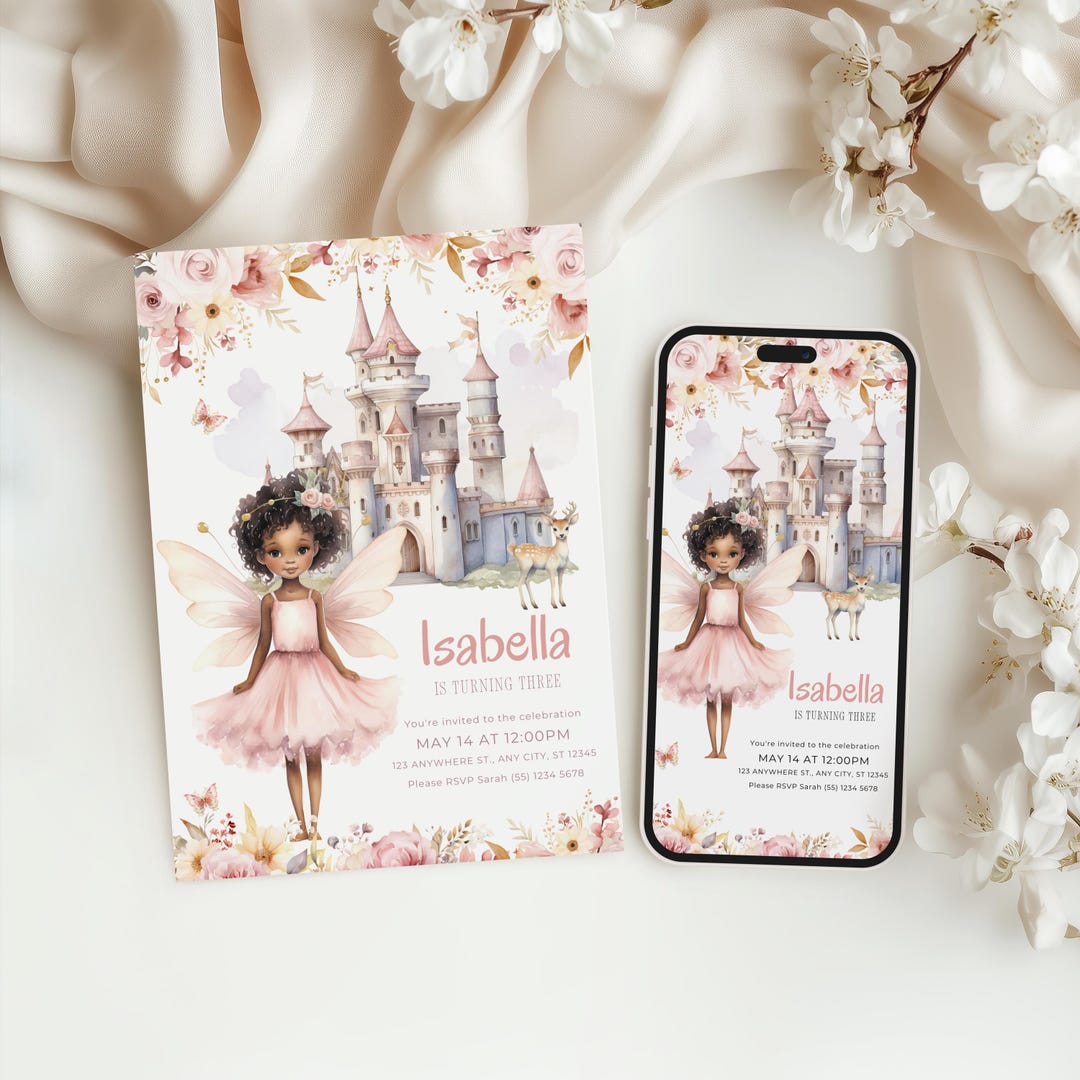 Fairy Princess Birthday Invitation | Editable Girl Party Invite ...