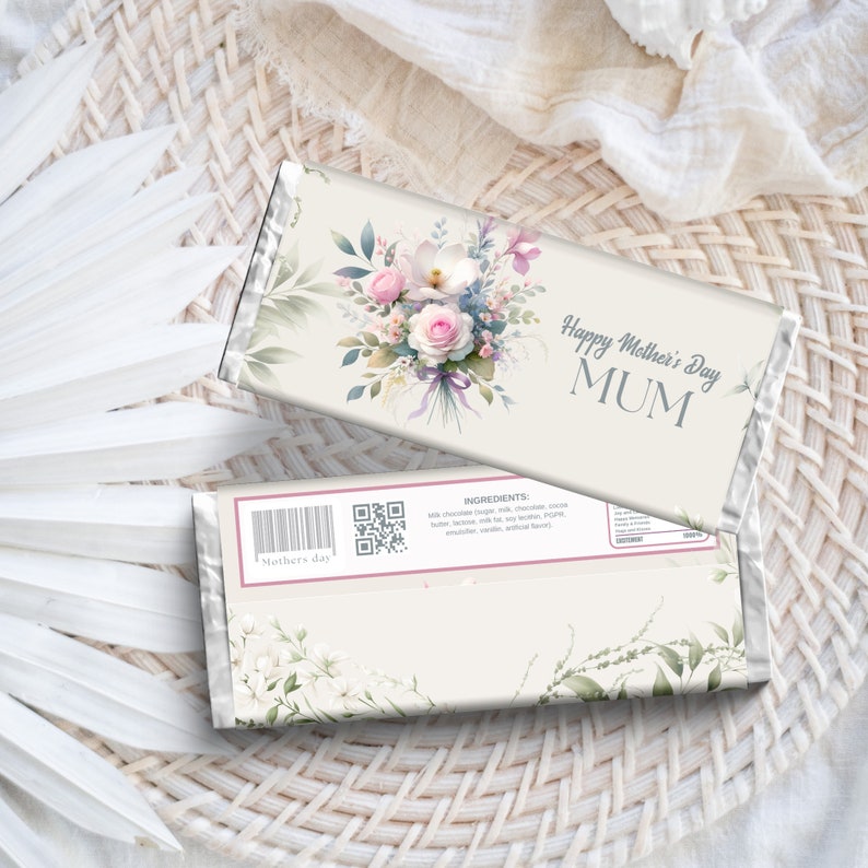 Floral Mother's Day Chocolate Bar Wrapper: DIY Printable (canva) - Etsy