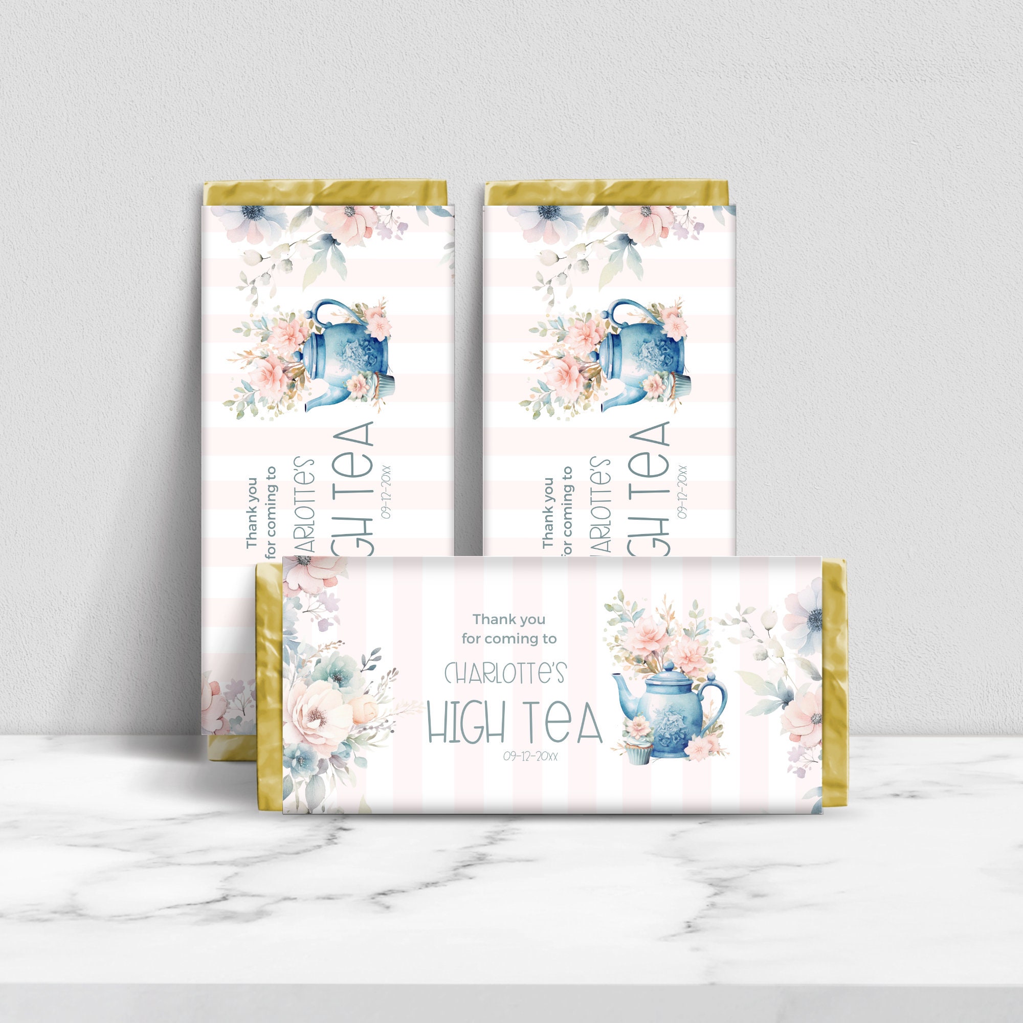Tea Party Candy Bar Wrapper Set - Custom Tea Party Birthday Decor ...