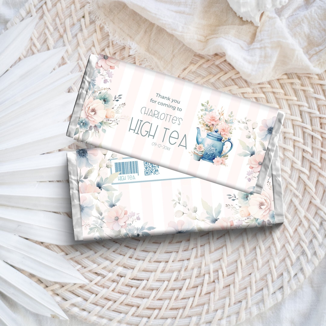 Tea Party Candy Bar Wrappers: Floral Birthday Decor (digital Download ...