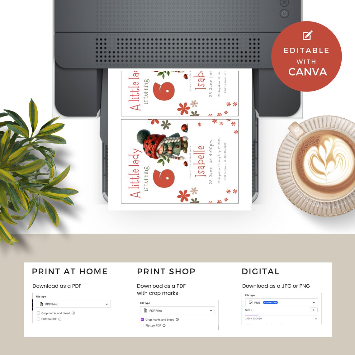 Editable Ladybug 6th Birthday Invitation,diy Personalized Printable ...