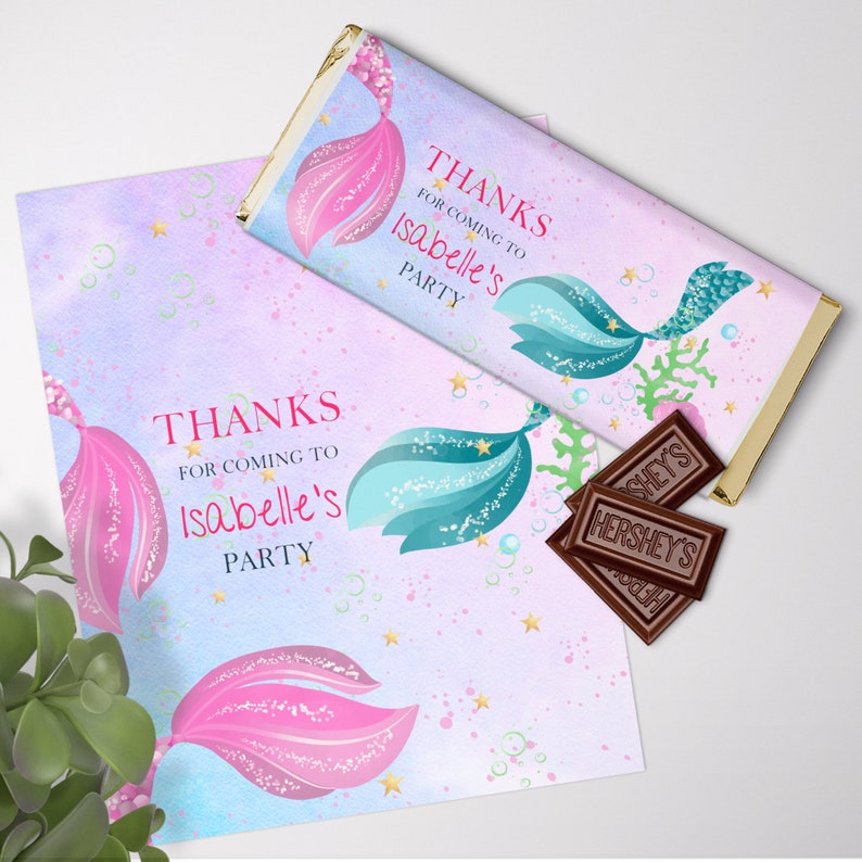 Mermaid Chocolate Bar Wrappers Under the Sea Birthday Party - Etsy
