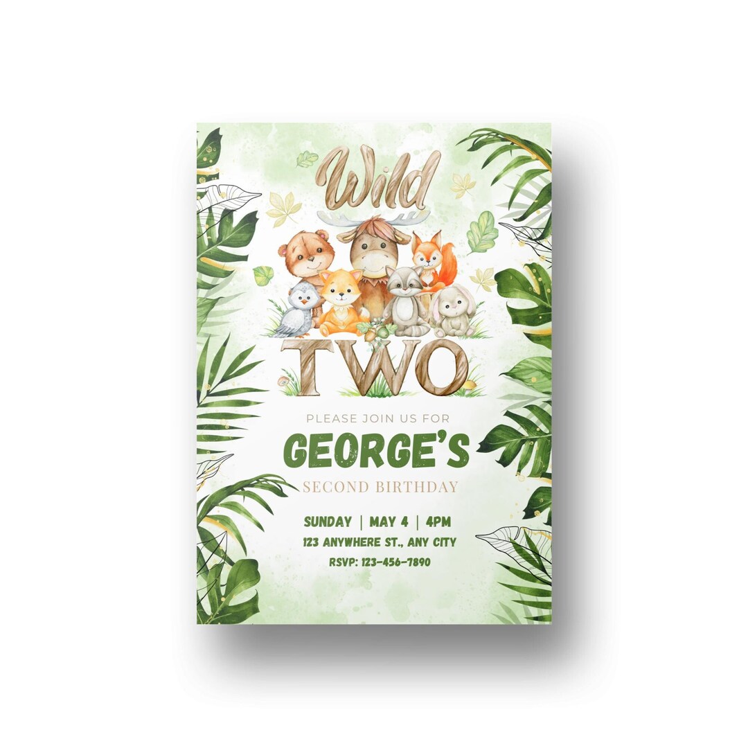 Woodland Animals Birthday Invitation Editable Forest Party Template ...