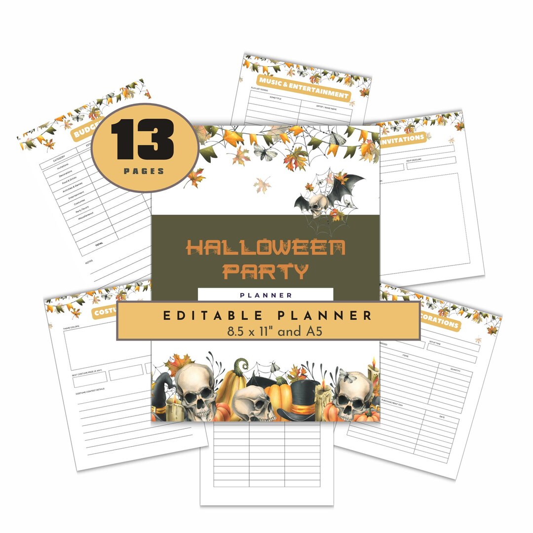 Halloween Party Planner Printable DIY Decorations Schedule Activities ...