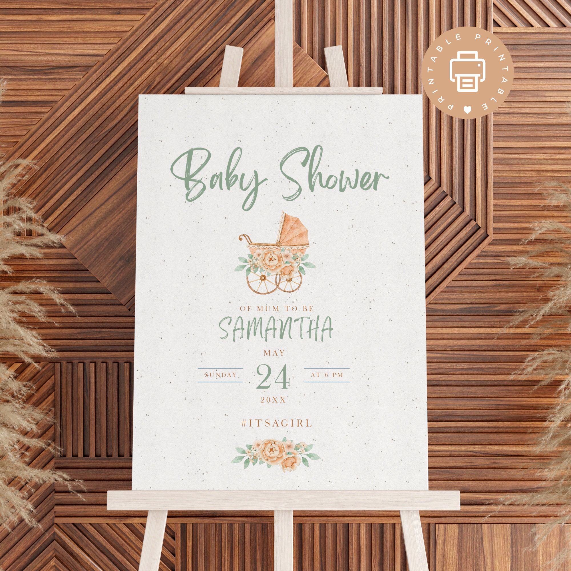 Baby Stroller Welcome Sign Vintage Baby Shower, Autumn Colors Gender ...