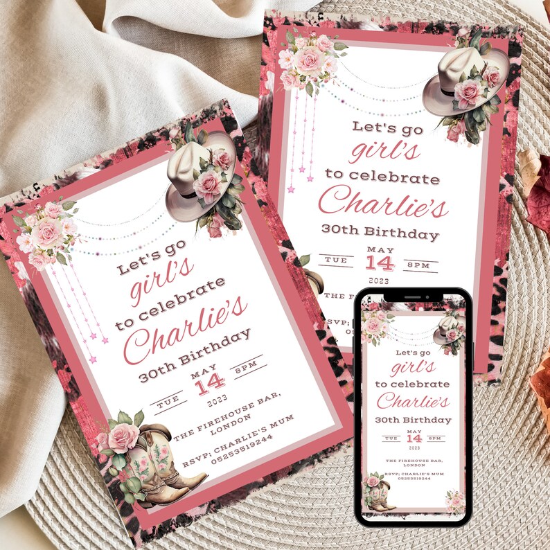 Cowgirl 30th Birthday Party Invitation ,wild West Western First Rodeo ...