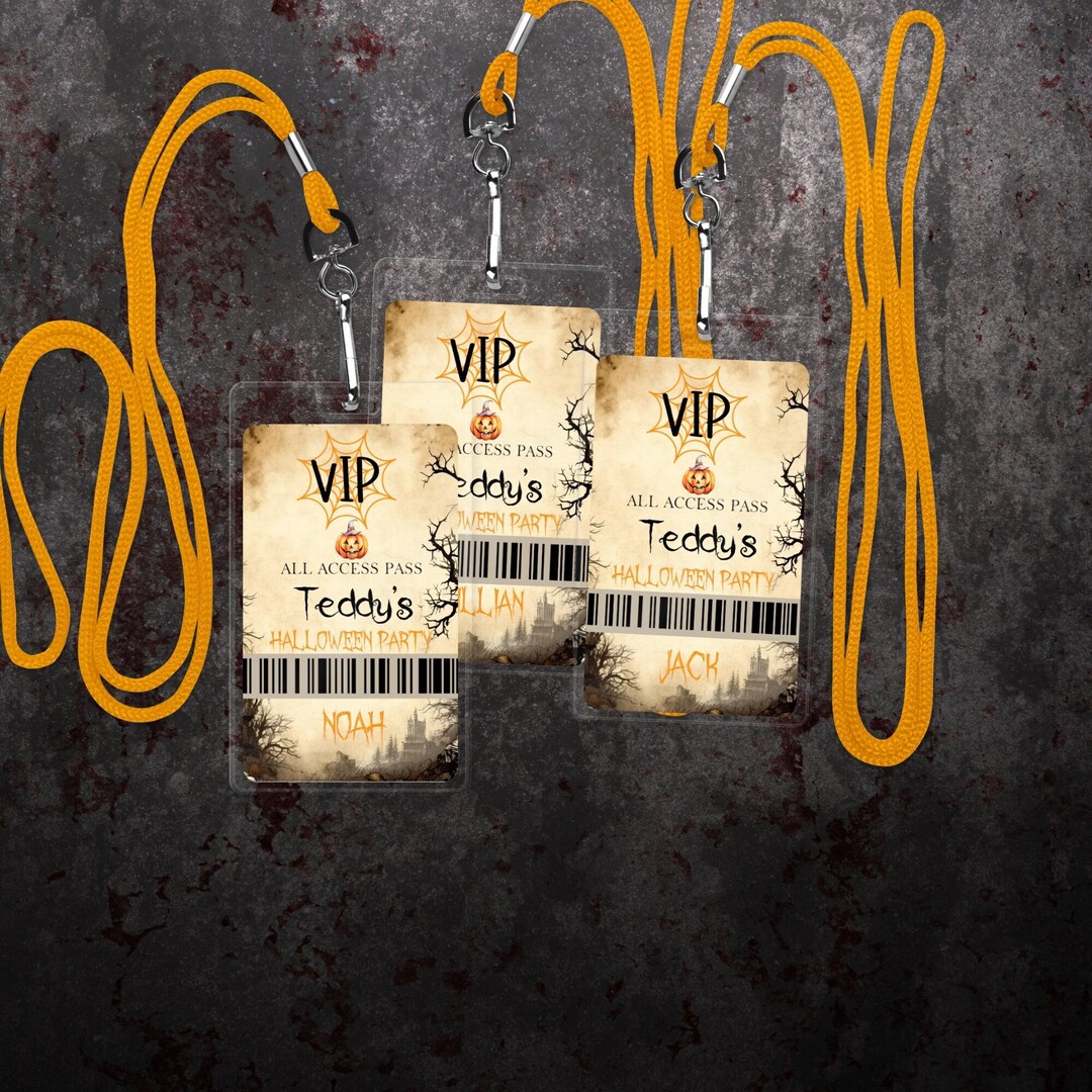 Halloween VIP All Access Badge Party Favors , Spooky Theme, Boo Party ...