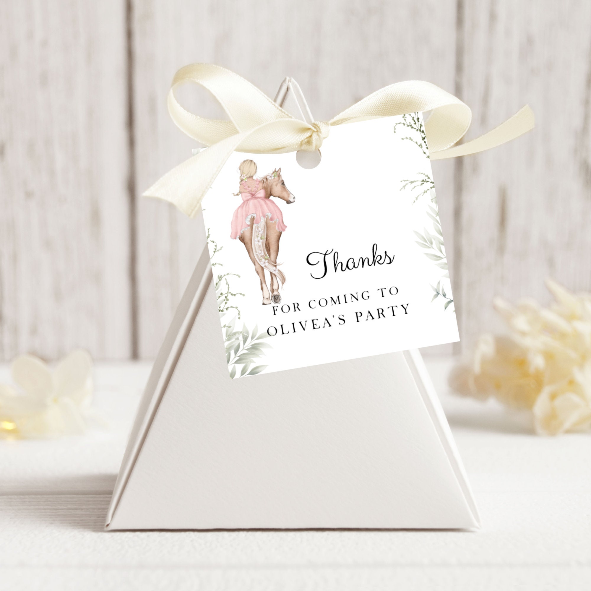 Pony Themed Birthday Party Gift Tag for Girl, Printable Favor Labels ...