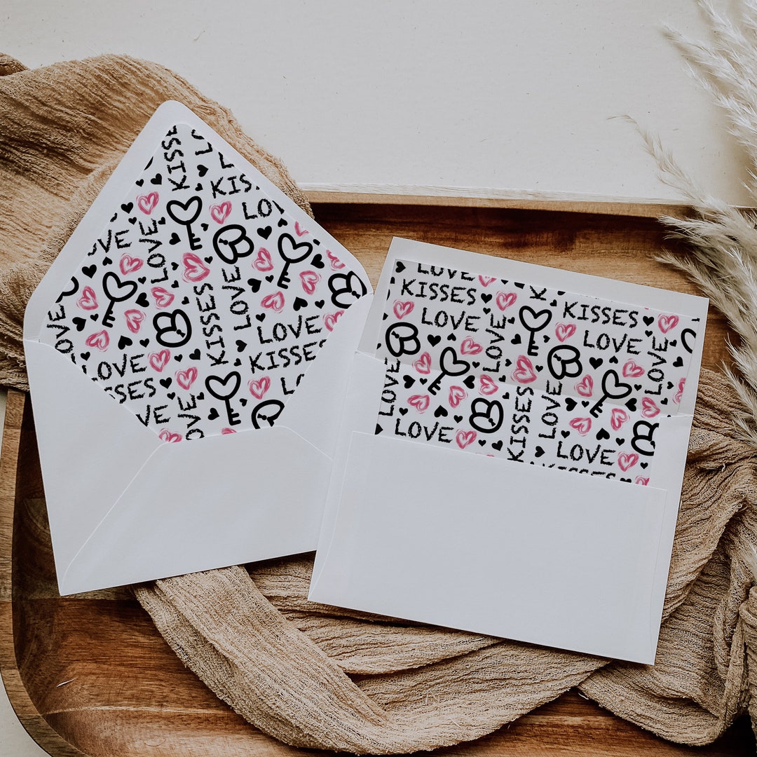Valentine Envelope Liner DIY Template Set-12 Sizes Lock & Key Liner ...