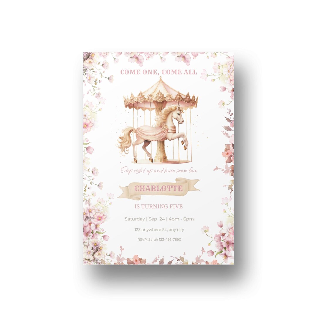 Circus Carnival Birthday Invitation, Funfair Themed Invite, 5th ...