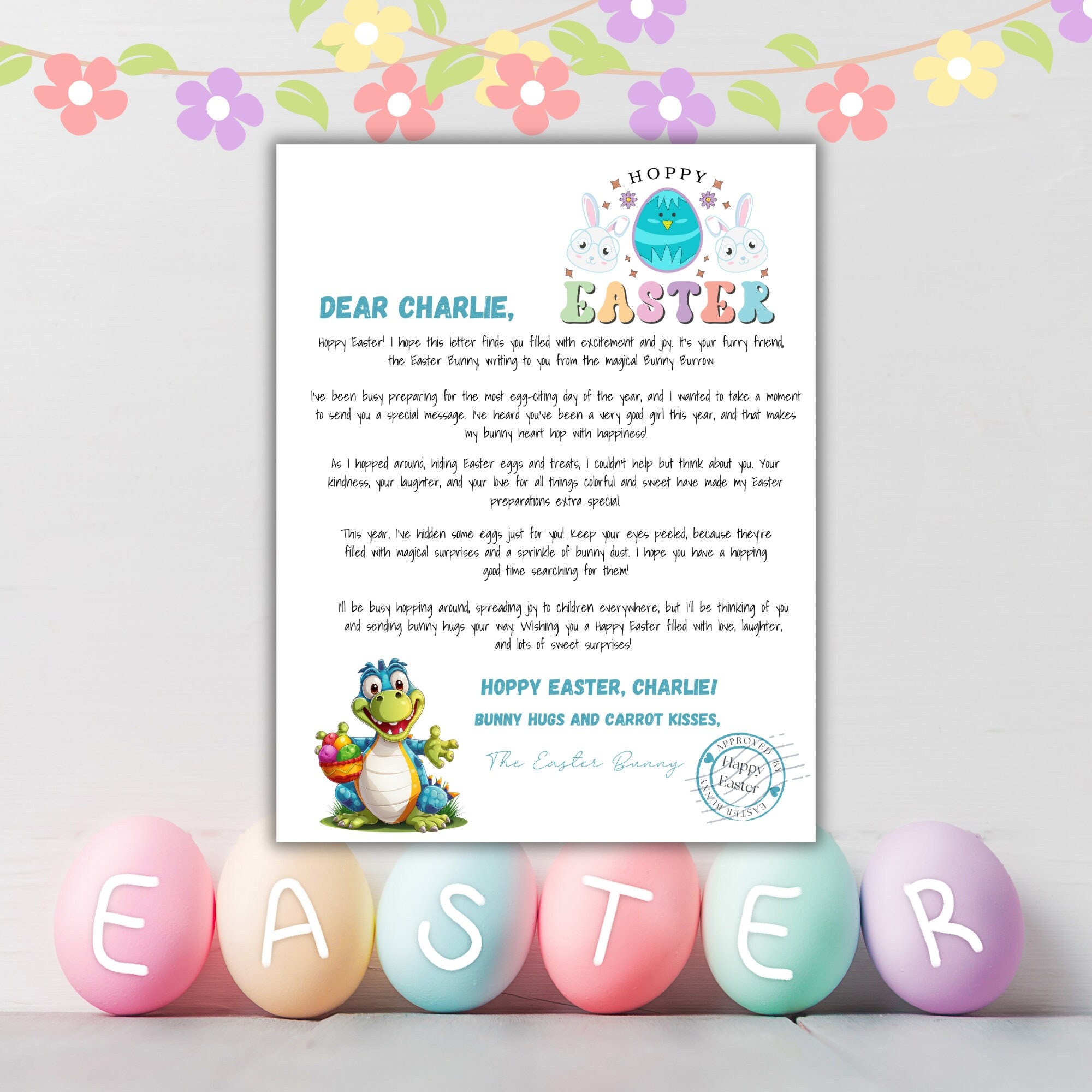 Easter Personalized Letter From the Easter Bunny, Instant Download ...